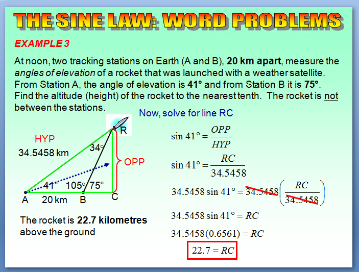 Chapter 6 4 The Sine Law Word Problems 